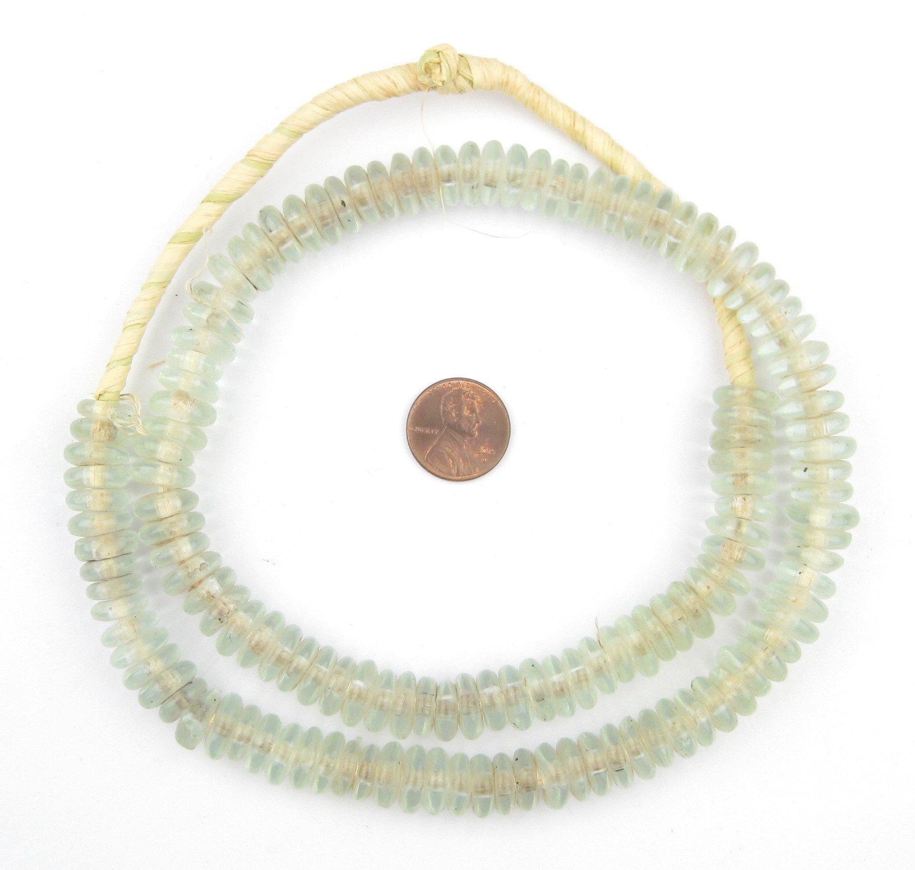 Clear Aqua Rondelle Recycled Glass Beads — The Bead Chest