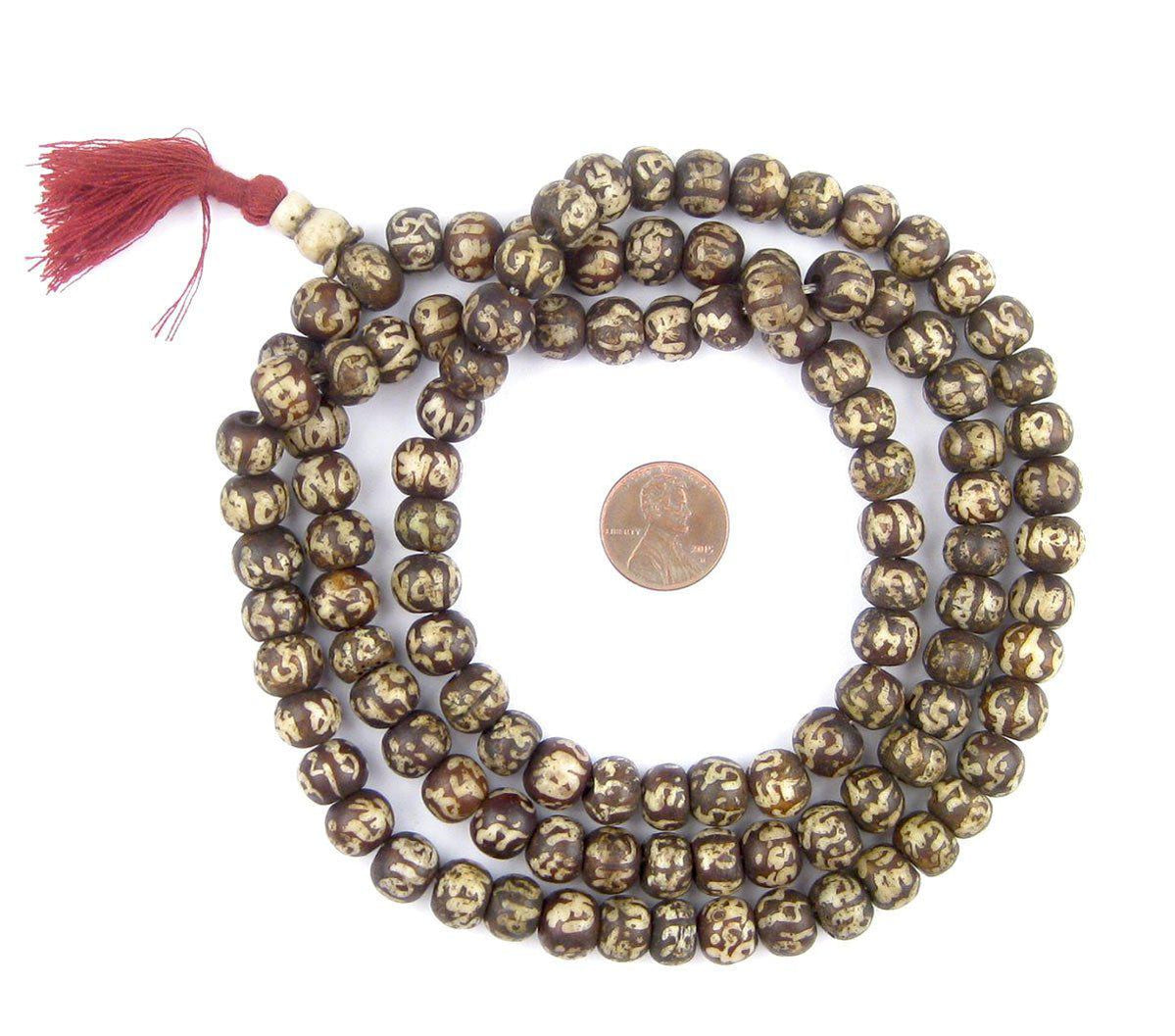 Patterned Bone Mantra Mala Beads (10mm) — The Bead Chest