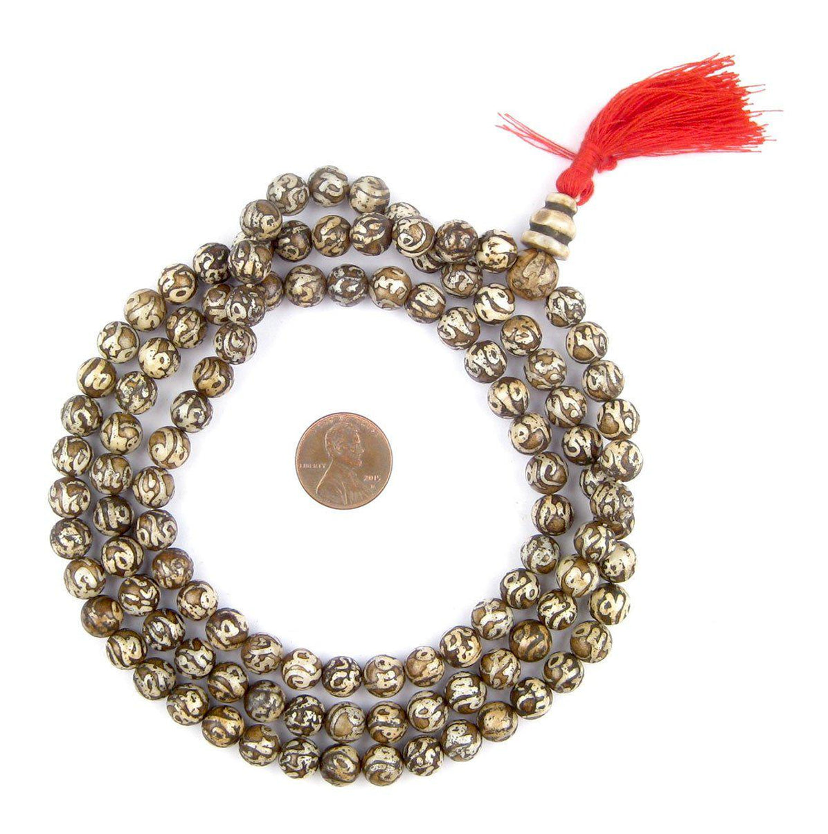 Patterned Bone Mantra Mala Beads (8mm) — The Bead Chest