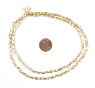 Brass Patterned Rice Beads (6x3mm) — The Bead Chest