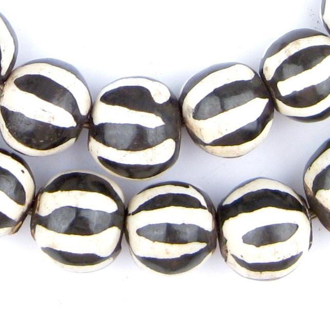 Zebra Batik Bone Beads (Sphere) — The Bead Chest