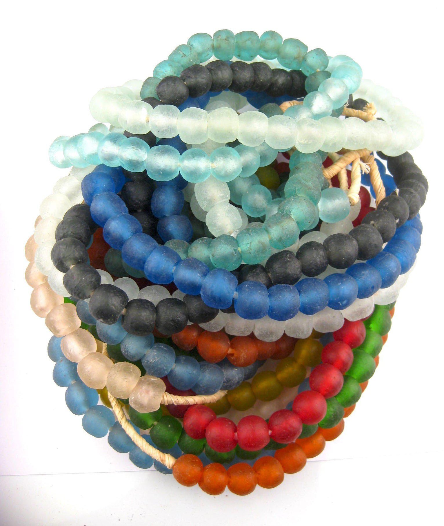 12 Strand Rainbow Bundle - Recycled Glass Beads (14mm) — The Bead Chest