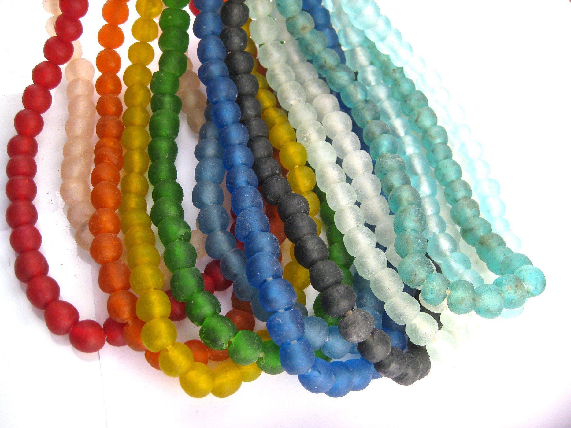 12 Strand Rainbow Bundle - Recycled Glass Beads (14mm) — The Bead Chest