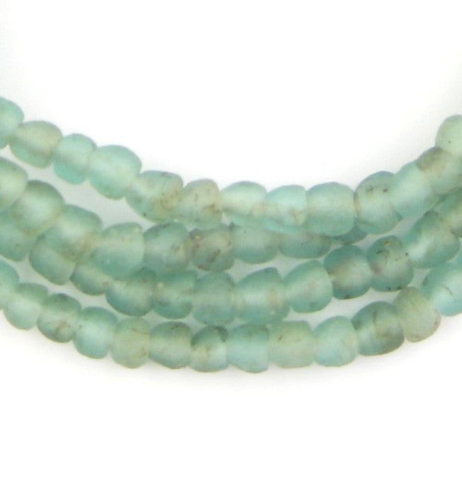 Aqua Black Swirl Recycled Glass Beads (7mm) — The Bead Chest
