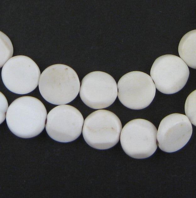 Flat Circle White Shell Beads (4x11mm) — The Bead Chest