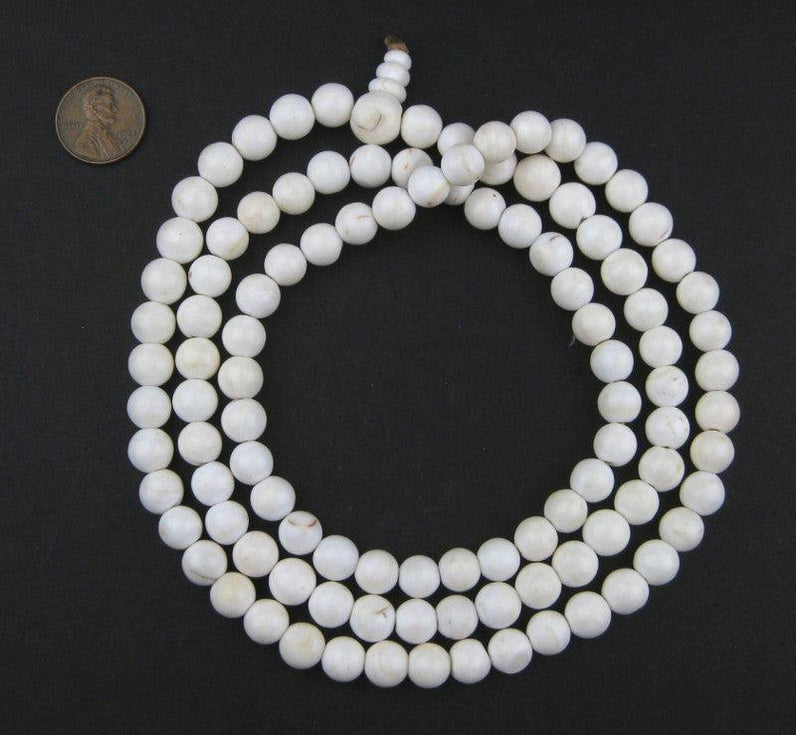 White Spherical Shell Beads - Long Strand (8mm) — The Bead Chest