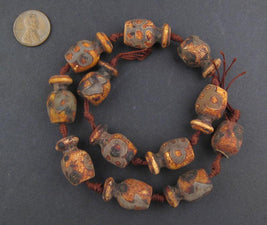 Amphora-shaped Tibetan Agate Beads (25x14mm) — The Bead Chest