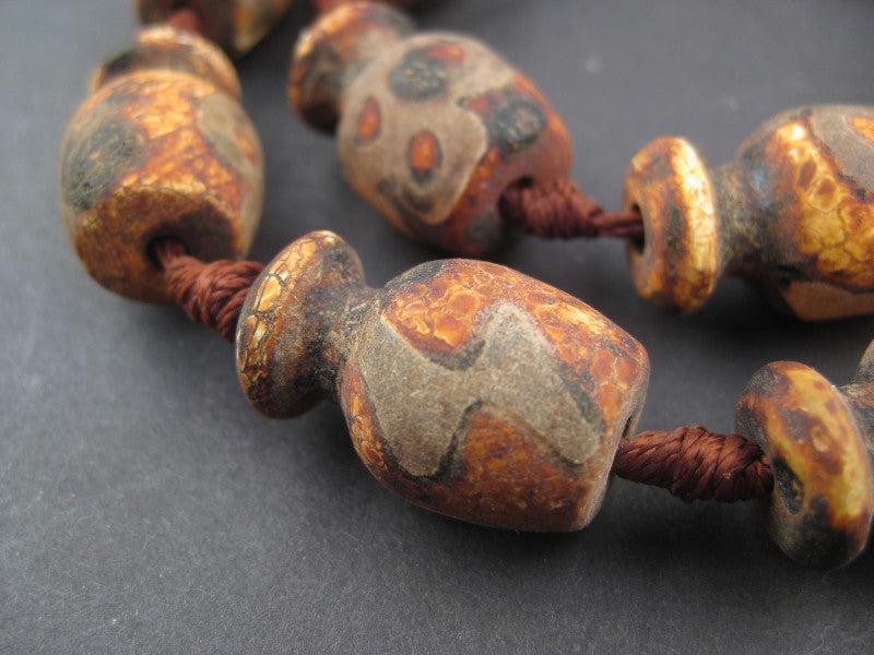 Amphora-shaped Tibetan Agate Beads (25x14mm) — The Bead Chest