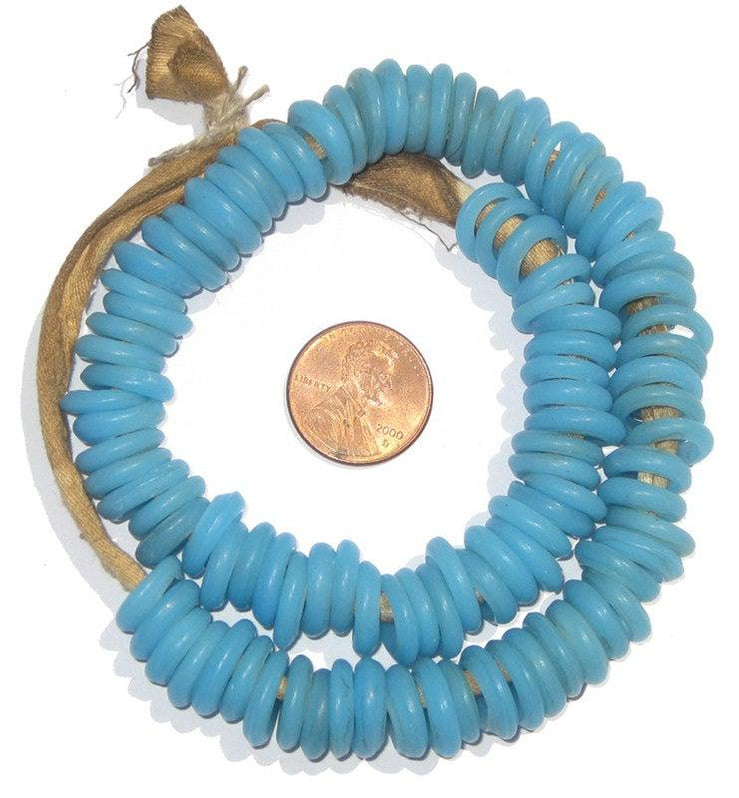 African Light Blue Annular Wound Dogan Trade Beads — The Bead Chest