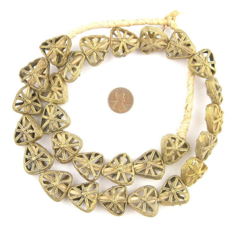 Triangle Pinwheel Ghana Brass Filigree Beads — The Bead Chest