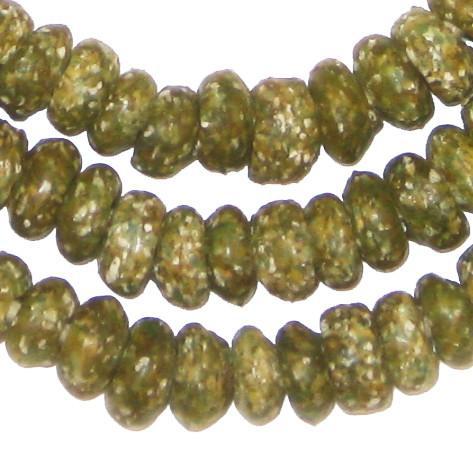 Camouflage Green Rondelle Recycled Glass Beads — The Bead Chest