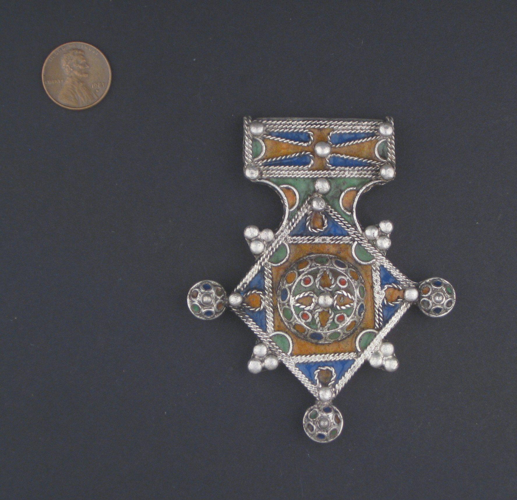 Multicolor Enamel Berber Cross Pendant — The Bead Chest