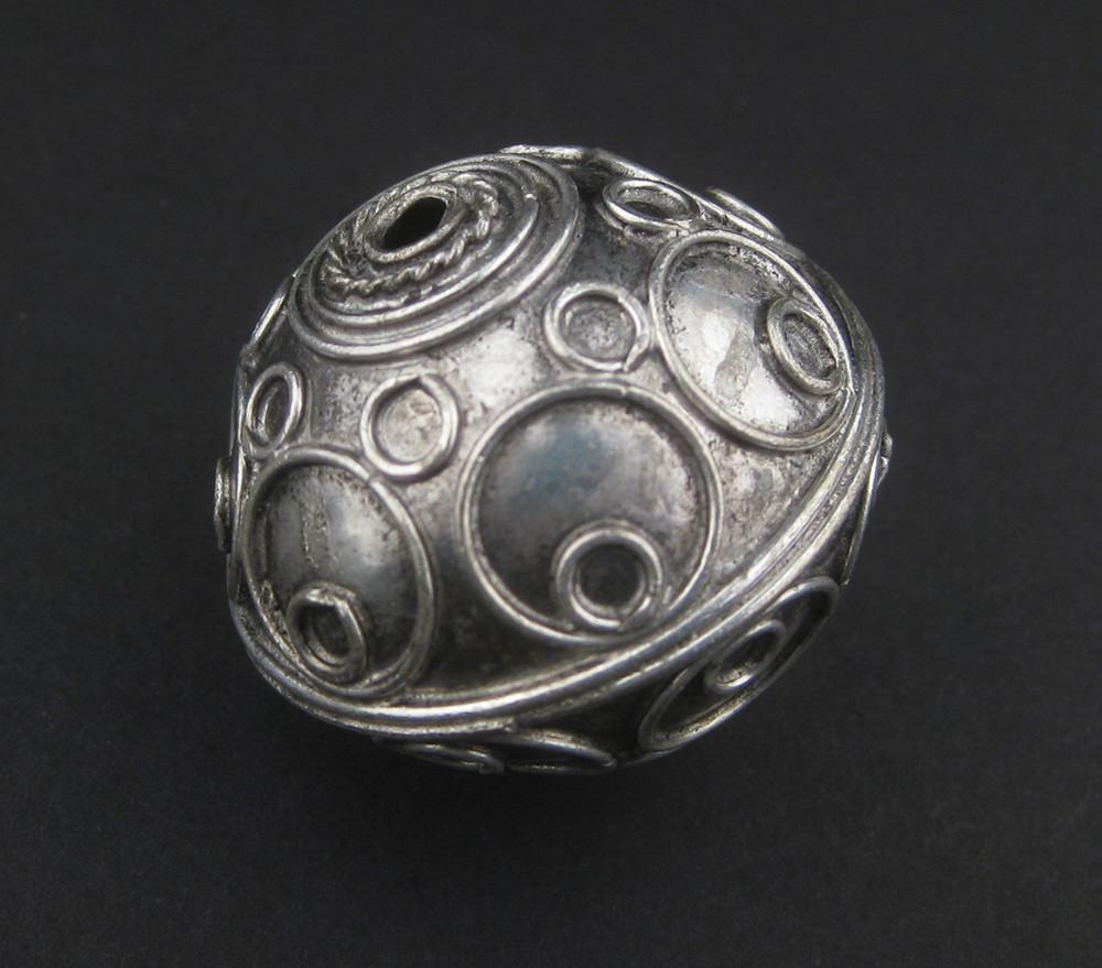 Artisanal Fancy Moroccan Silver Bead (27x32mm) — The Bead Chest