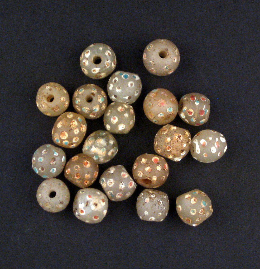 White Skunk Beads - Antique African Trade Beads - Old Venetian Glass ...