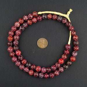 Translucent Red Patterned Stone Beads (9mm) — The Bead Chest