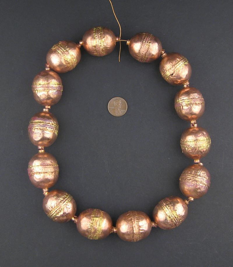 Jumbo Artisanal Ethiopian Copper Beads (Strand) — The Bead Chest