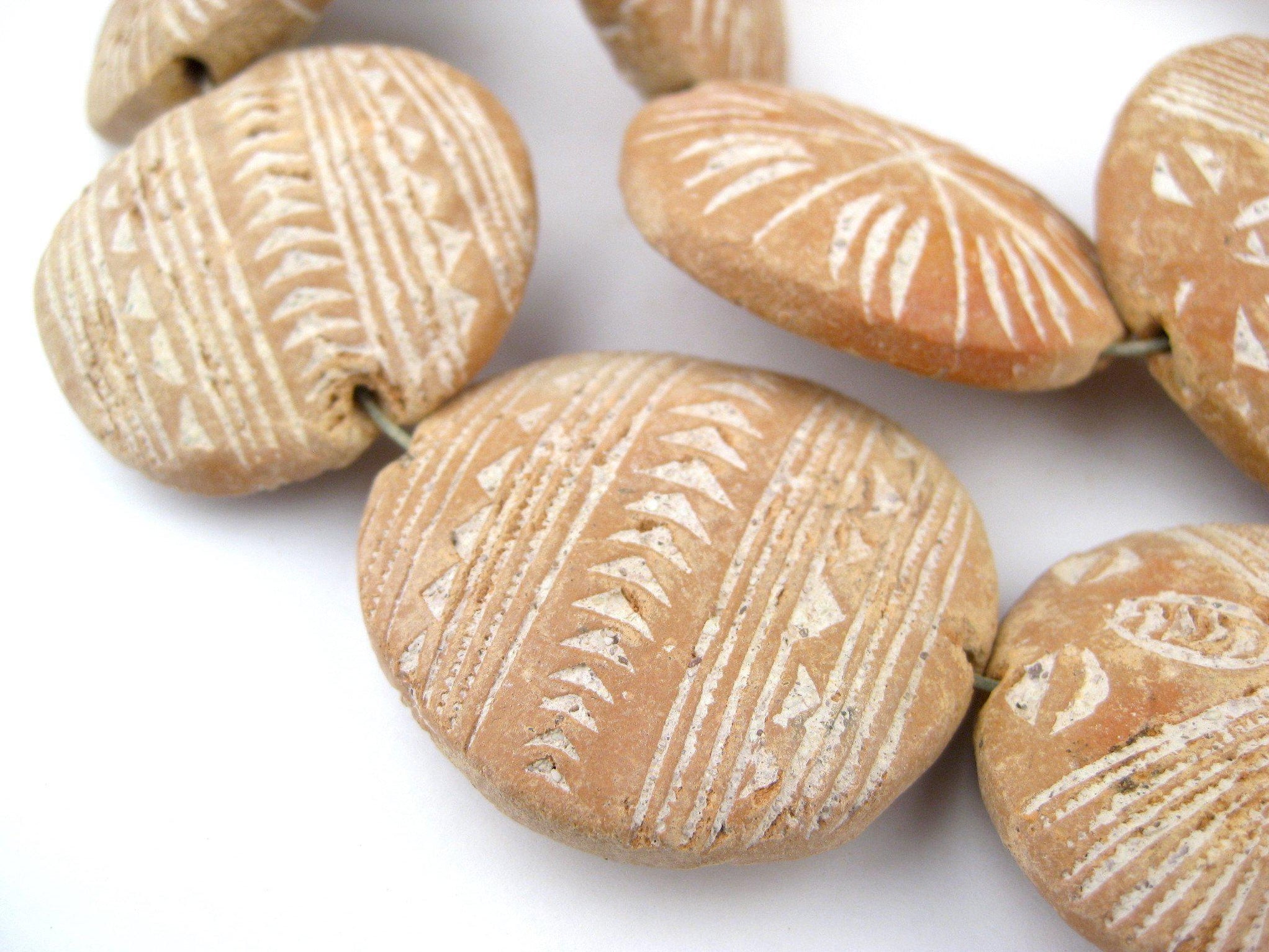 Natural Terracotta Mali Clay Medallions (17x45mm) — The Bead Chest
