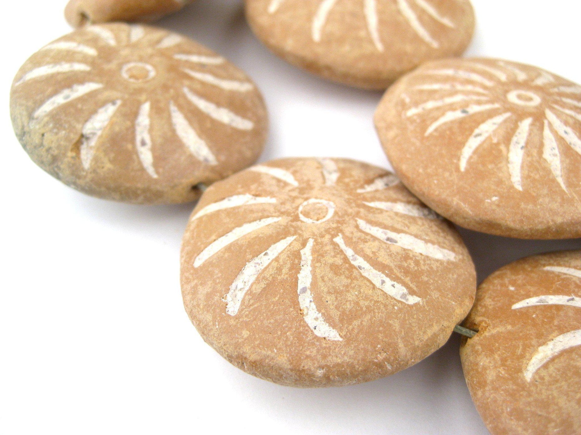 Natural Terracotta Mali Clay Medallions (17x45mm) — The Bead Chest