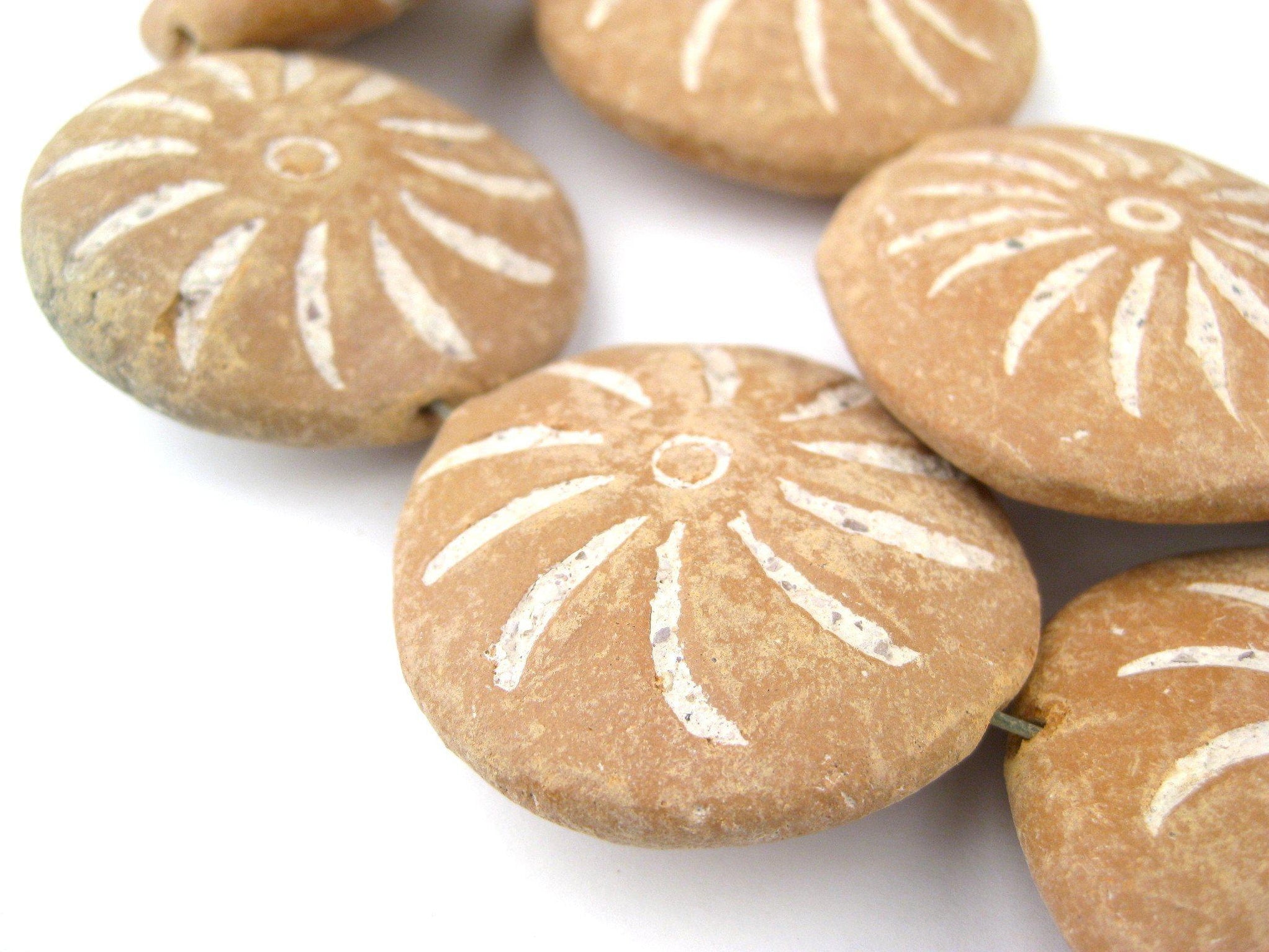 Natural Terracotta Mali Clay Medallions (17x45mm) — The Bead Chest