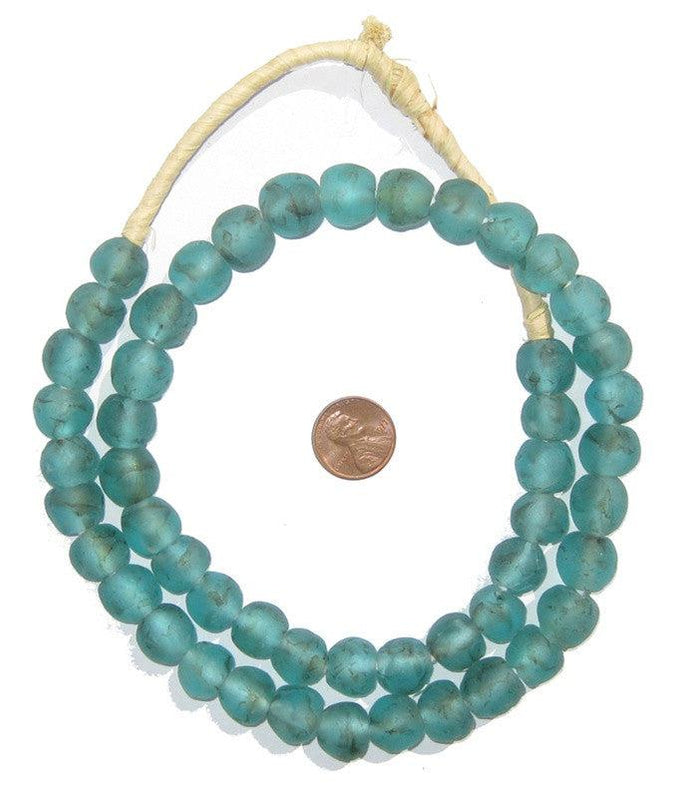 Recycled Glass Beads - 14mm (Aqua Black Swirl) - TheBeadChest.com — The ...