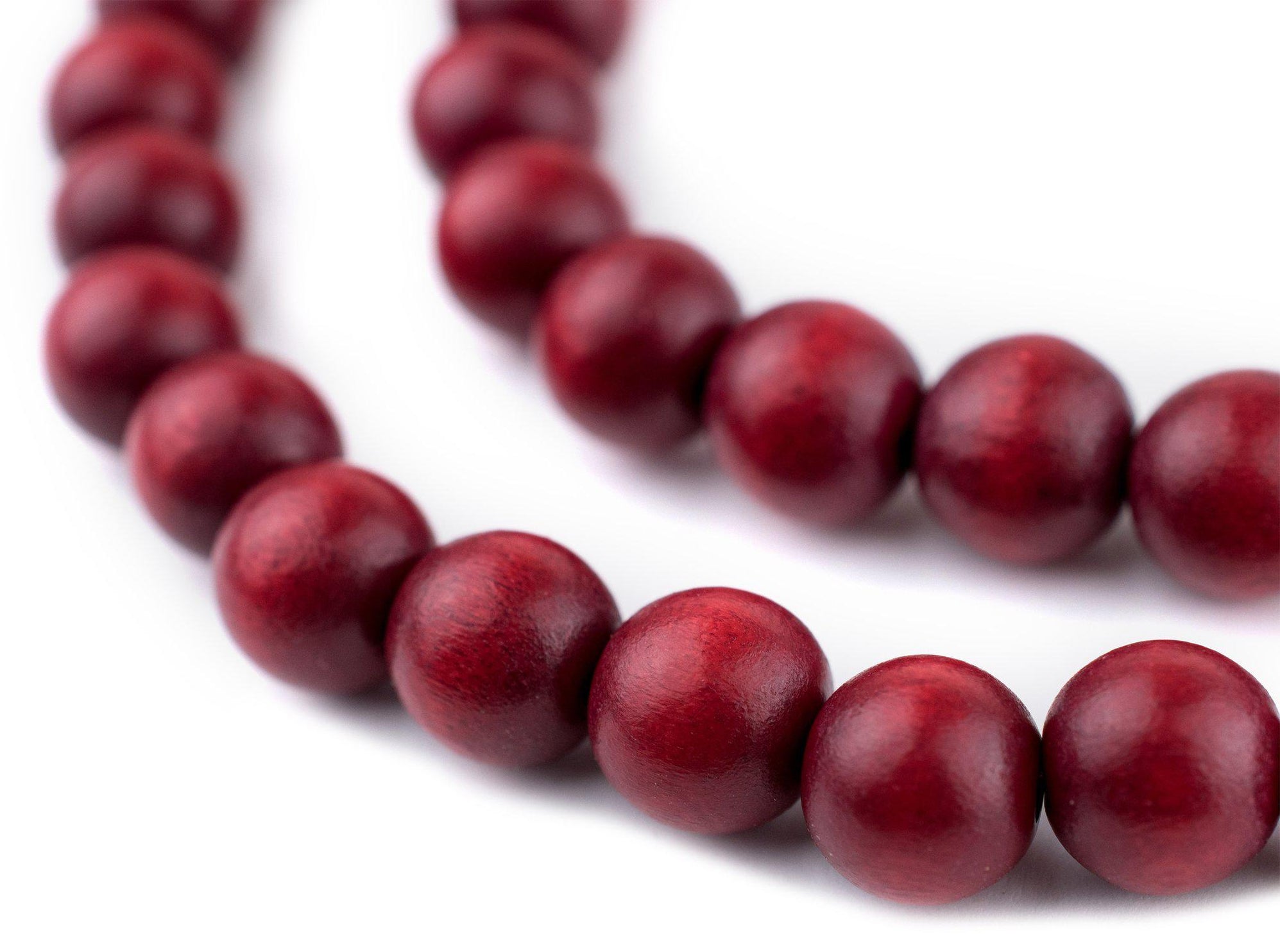 Red Round Natural Wood Beads (10mm) — The Bead Chest