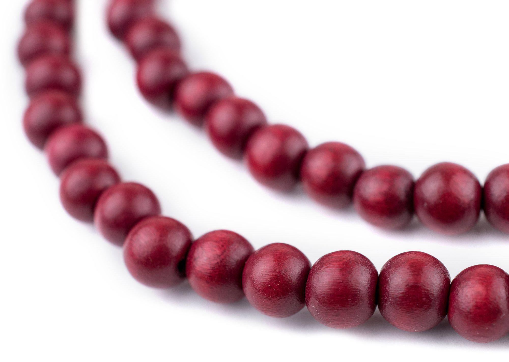 Red Round Natural Wood Beads (8mm) — The Bead Chest