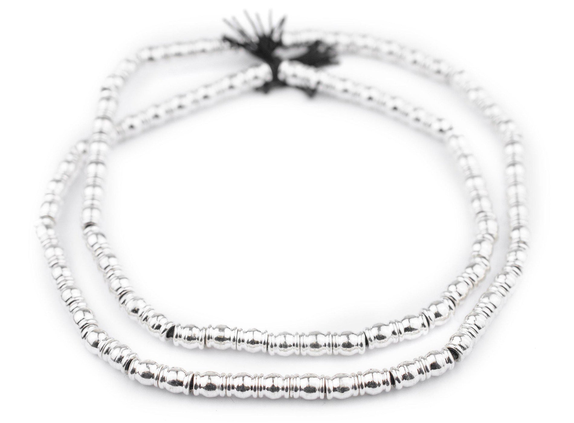 Shiny Silver Beveled Barrel Beads (6x5mm) — The Bead Chest