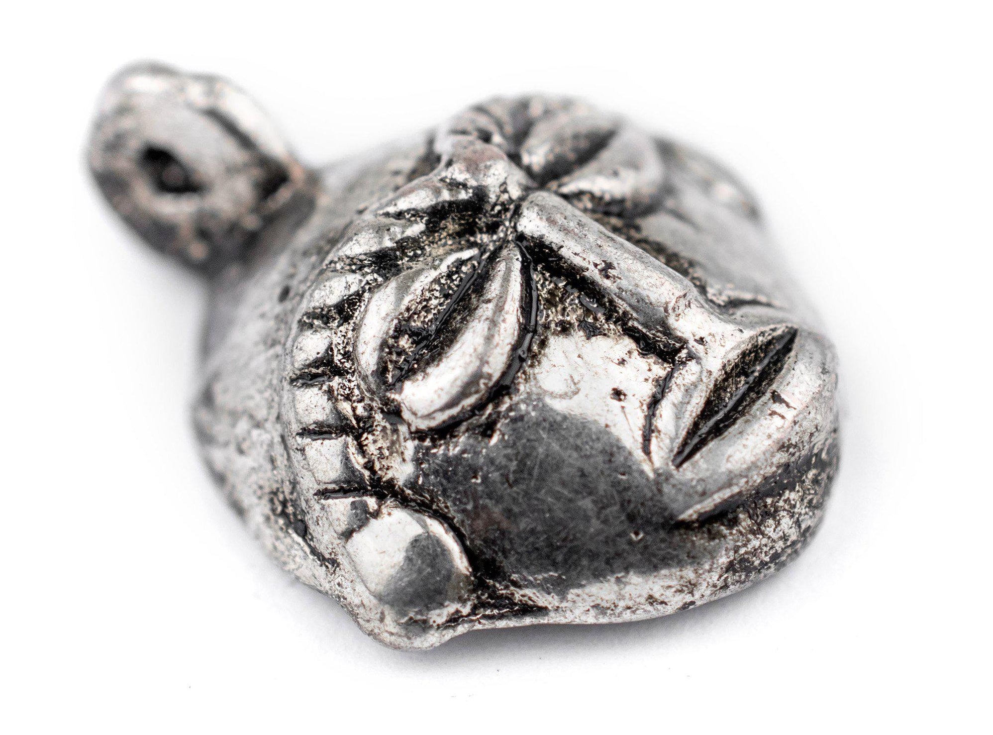 Round African Silver Mask Pendant (21x27mm) — The Bead Chest