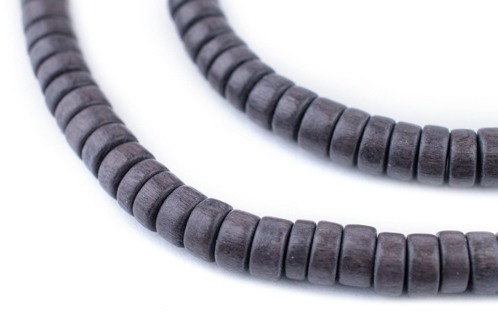 Dark Grey Disk Natural Wood Beads (4x8mm) — The Bead Chest