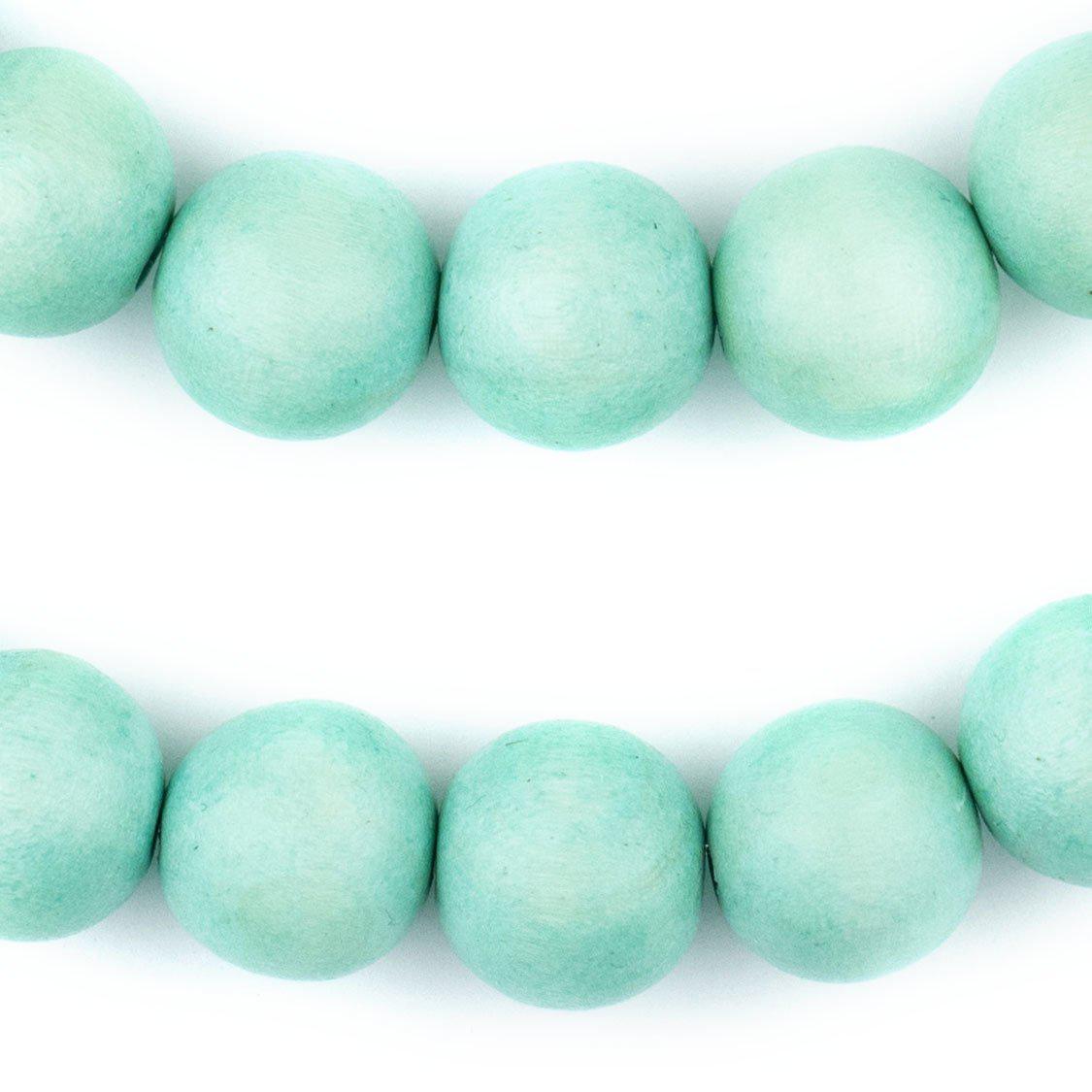 Mint Green Round Natural Wood Beads (16mm) — The Bead Chest