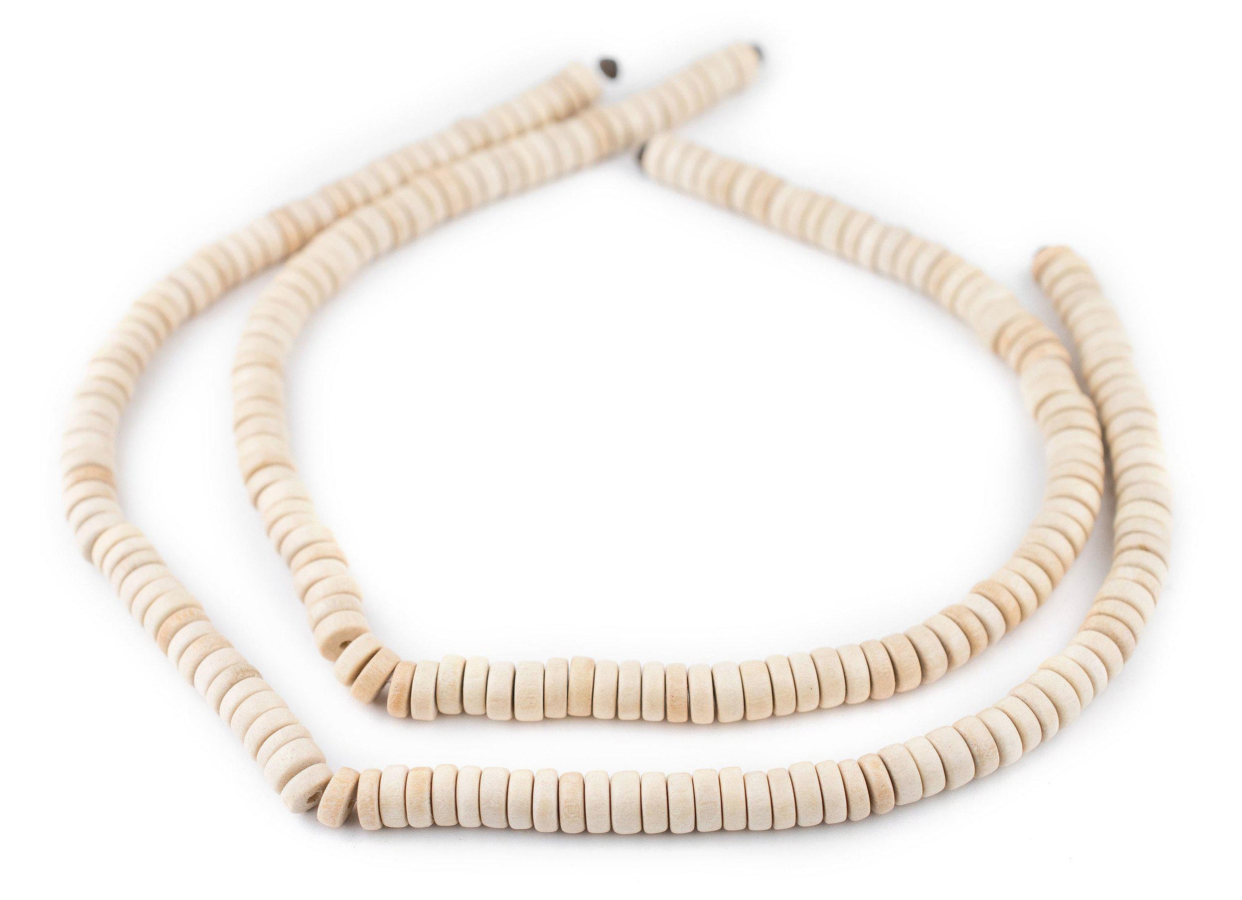 Cream Disk Natural Wood Beads (4x8mm) — The Bead Chest