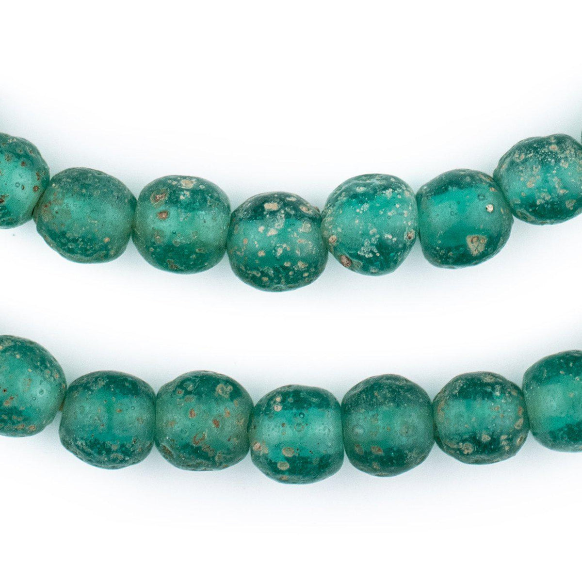Green Aqua Ancient Style Java Glass Beads (9mm) — The Bead Chest