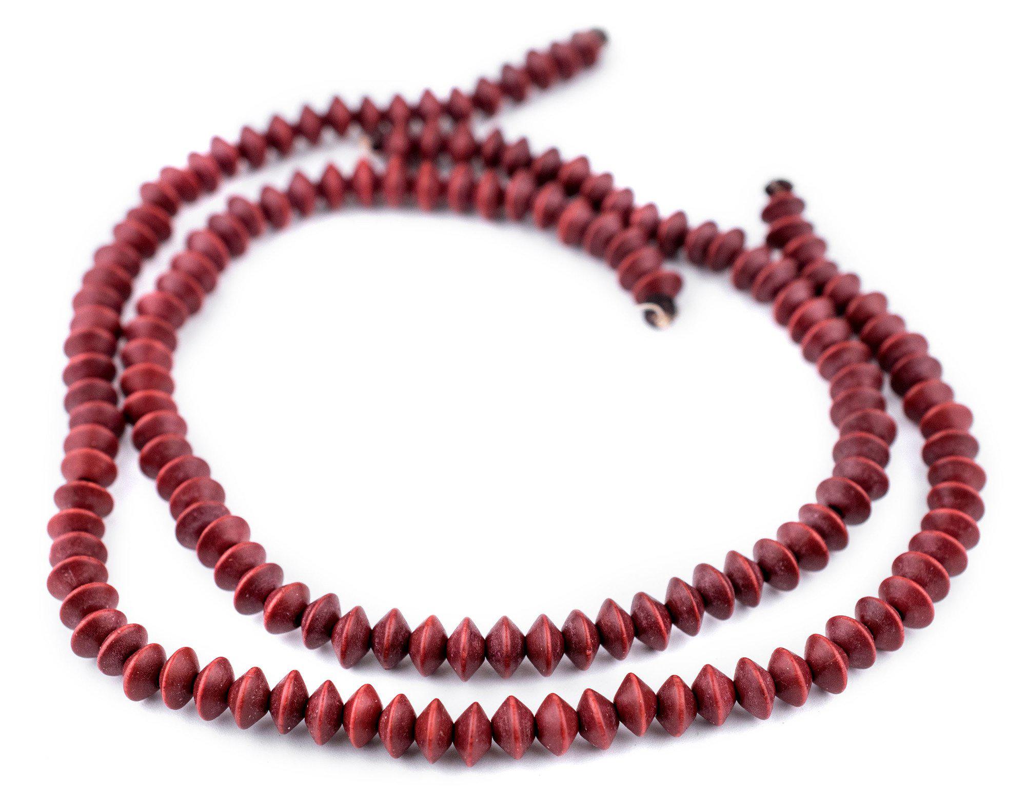 Cherry Red Bicone Natural Wood Beads (5x8mm) — The Bead Chest
