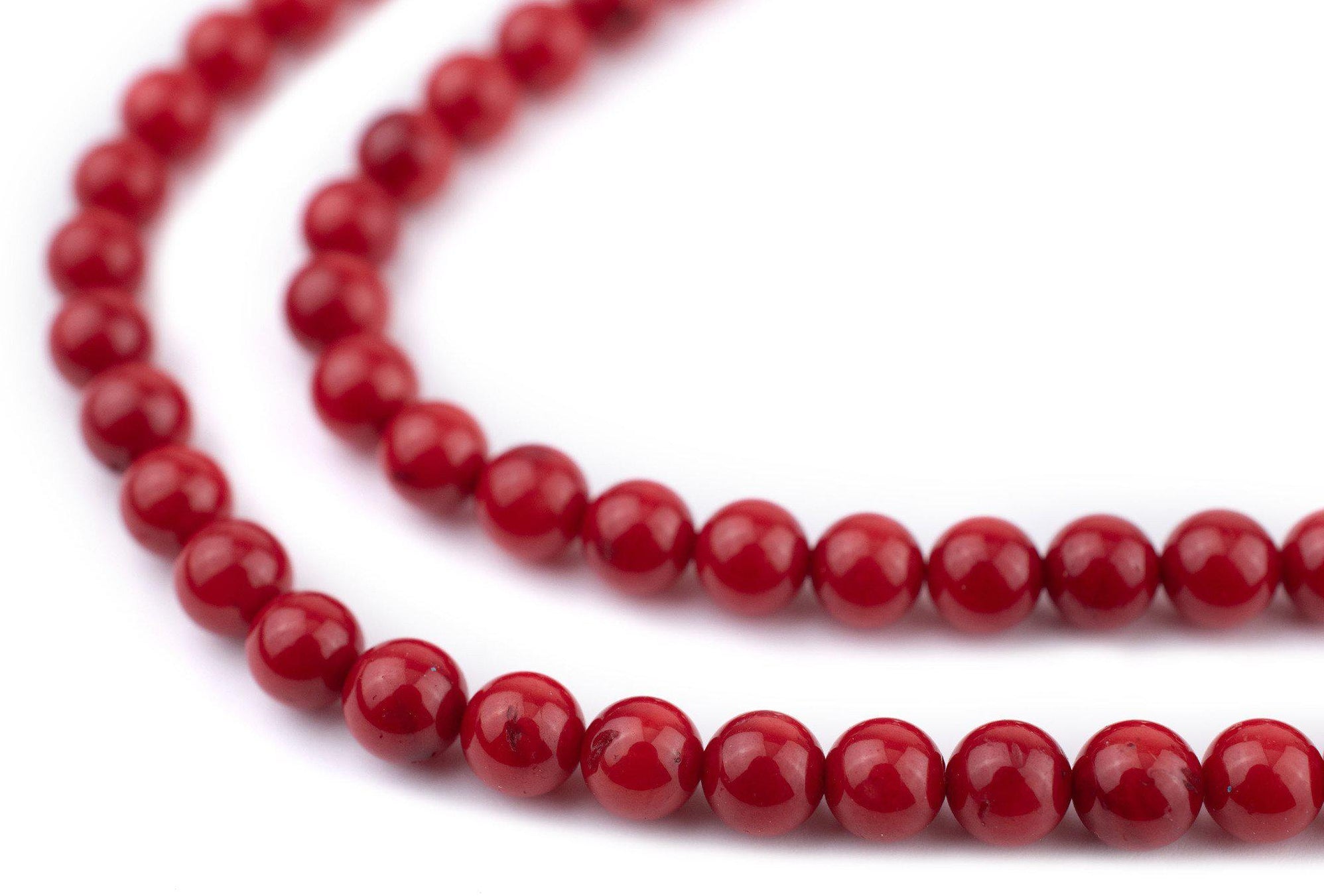 Round Red Coral Beads (5mm) — The Bead Chest