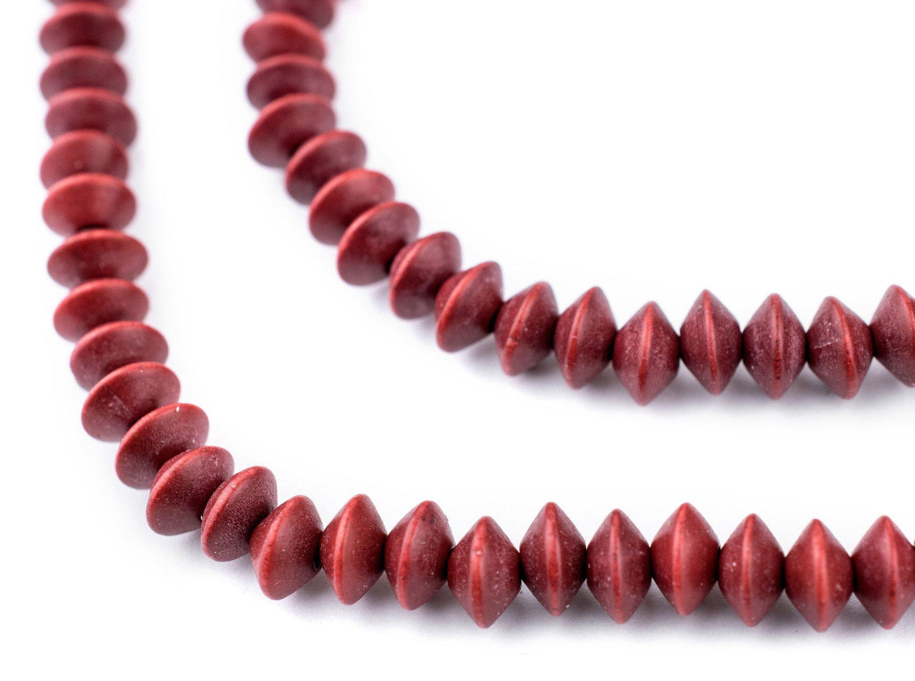 Cherry Red Bicone Natural Wood Beads (5x8mm) — The Bead Chest