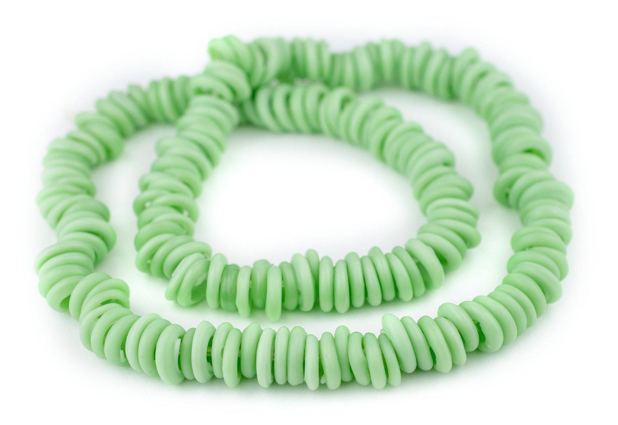Pistachio Green Annular Wound Dogon Beads (14mm) — The Bead Chest
