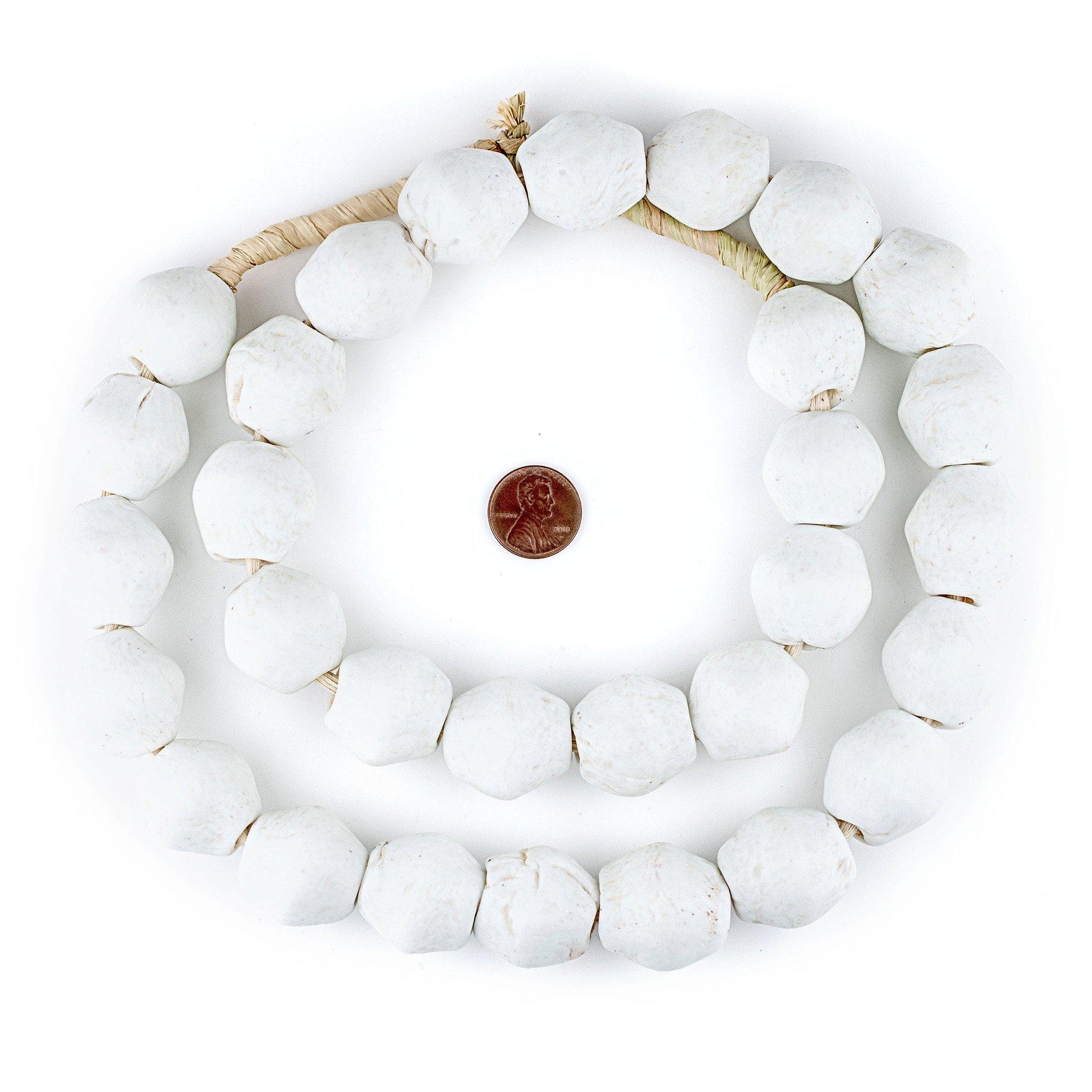 Jumbo White Bicone Recycled Glass Beads (24mm) — The Bead Chest