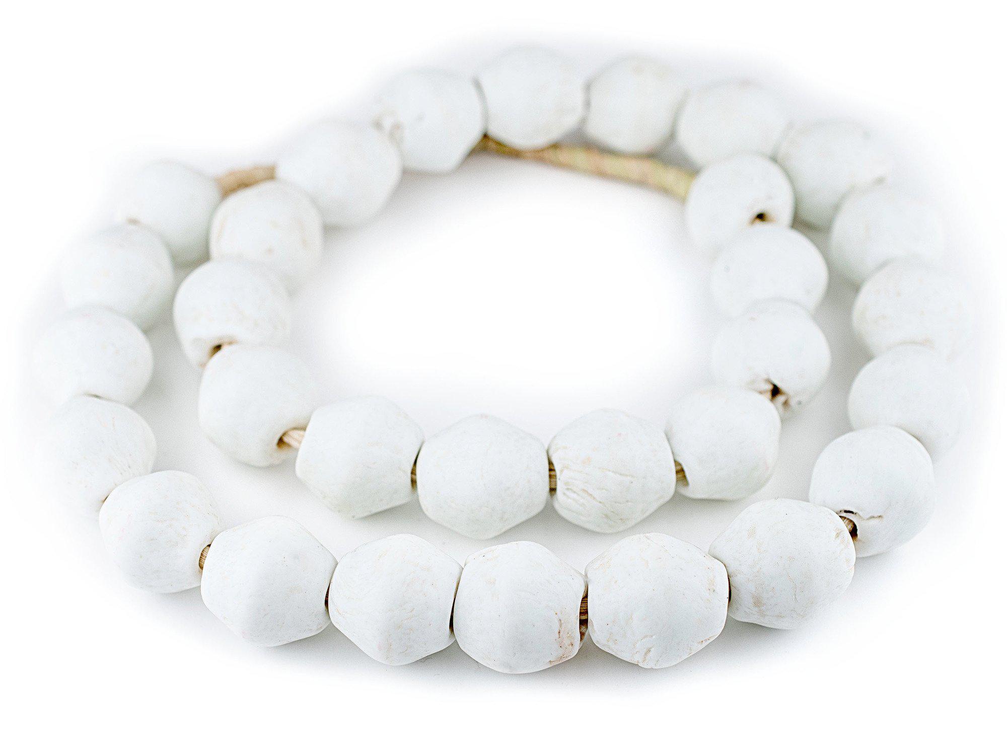Jumbo White Bicone Recycled Glass Beads (24mm) — The Bead Chest