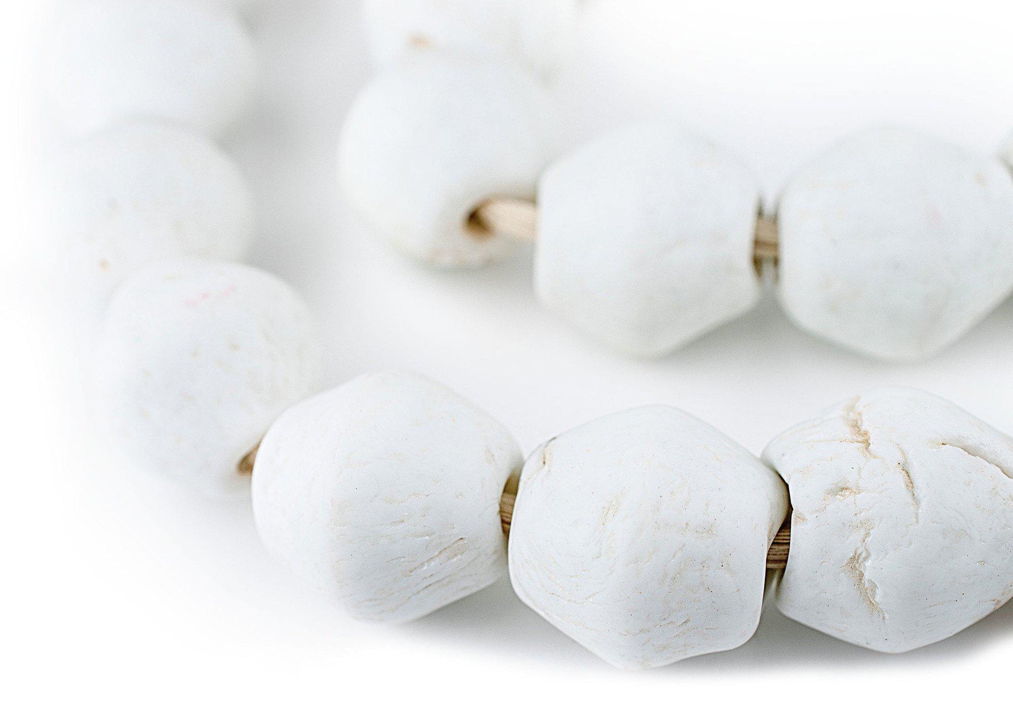 Jumbo White Bicone Recycled Glass Beads (24mm) — The Bead Chest