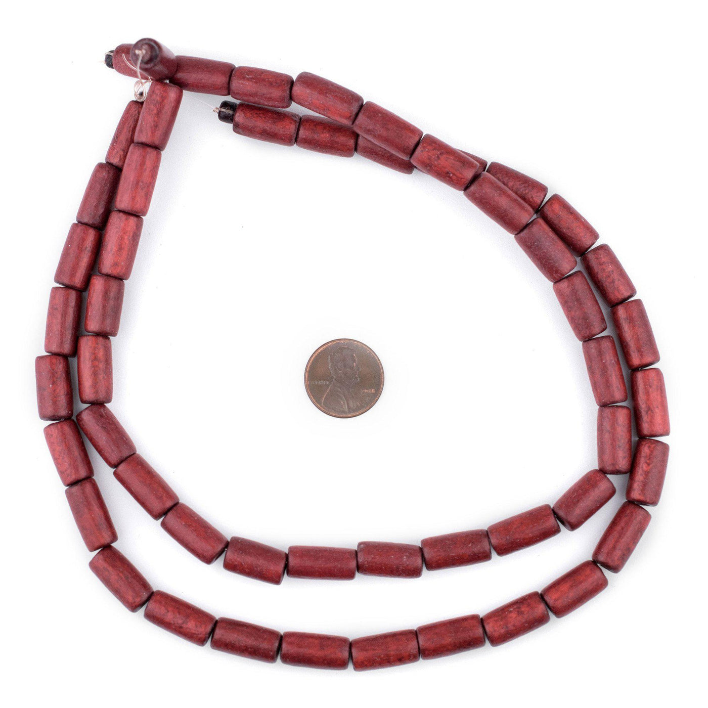 Cherry Red Tube Natural Wood Beads (15x8mm) — The Bead Chest