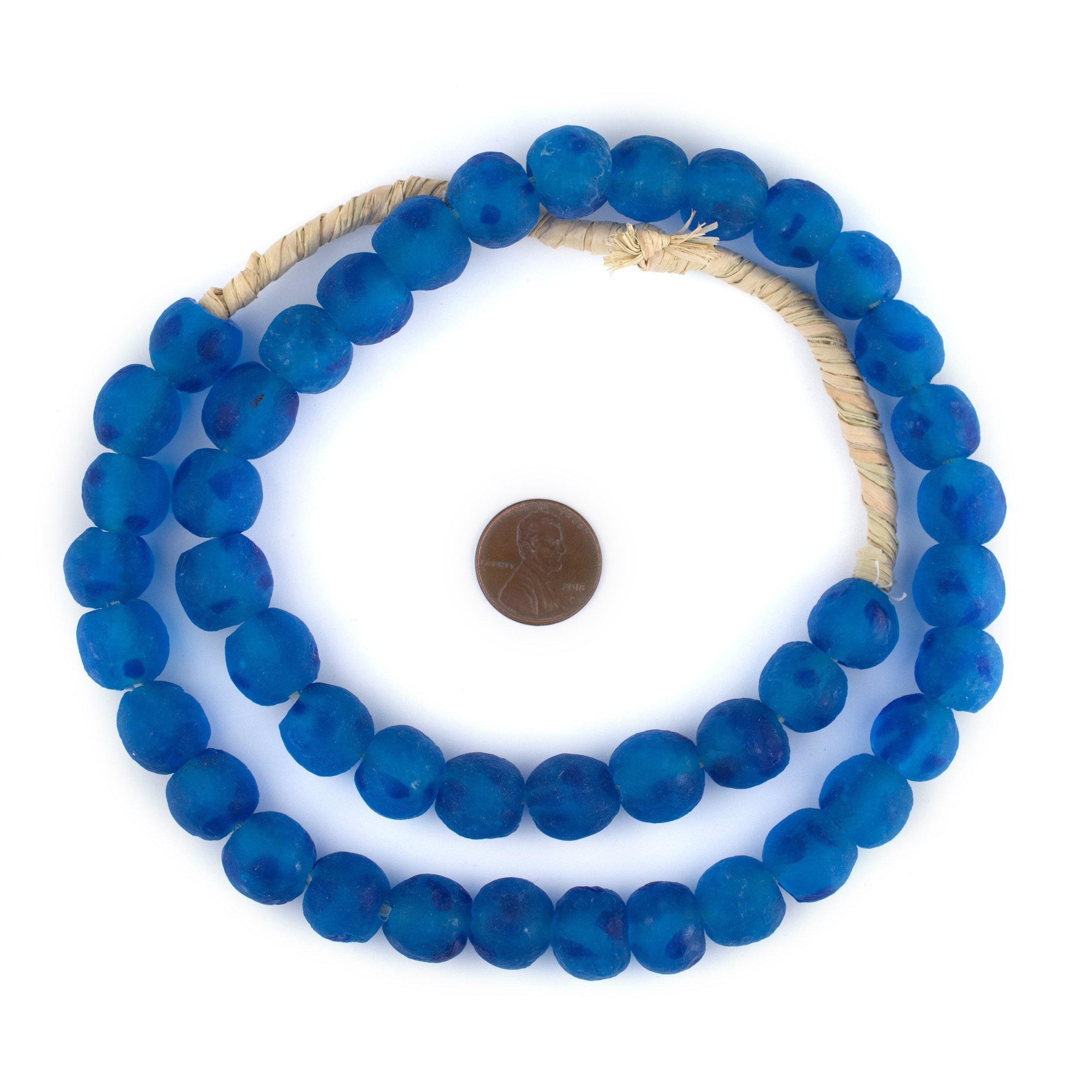 Recycled Glass Beads - 14mm (Aqua Swirl) — The Bead Chest
