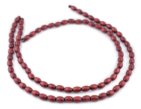 Cherry Red Oval Natural Wood Beads (9x6mm) — The Bead Chest