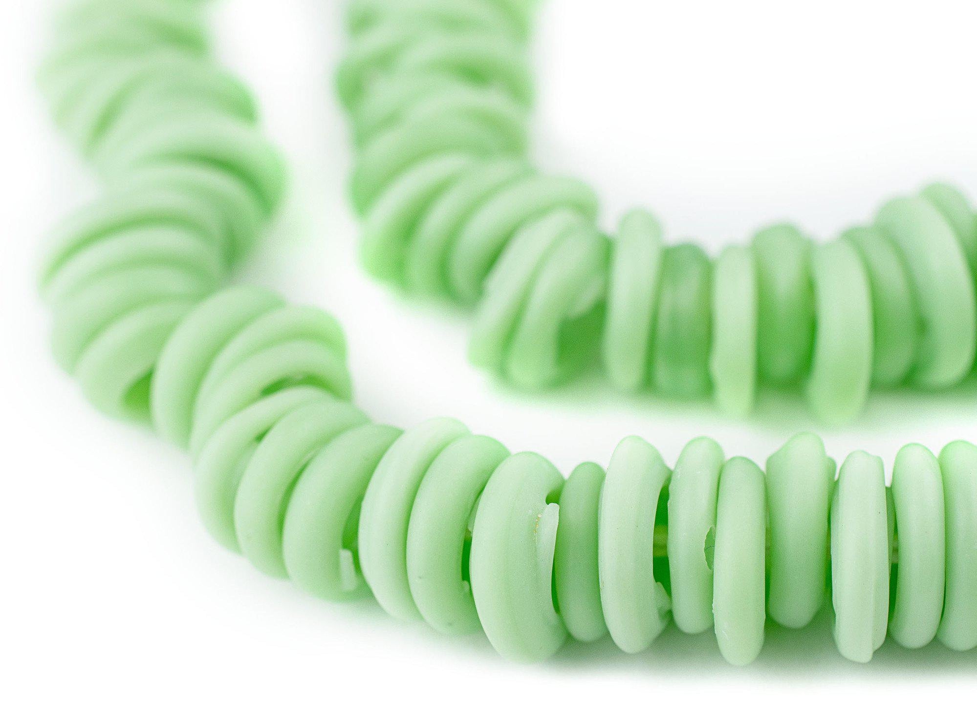 Pistachio Green Annular Wound Dogon Beads (14mm) — The Bead Chest