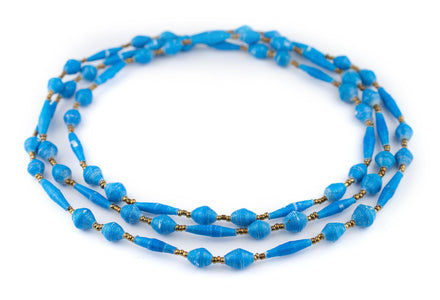 Blue Mixed Shape Recycled Paper Beads from Uganda — The Bead Chest