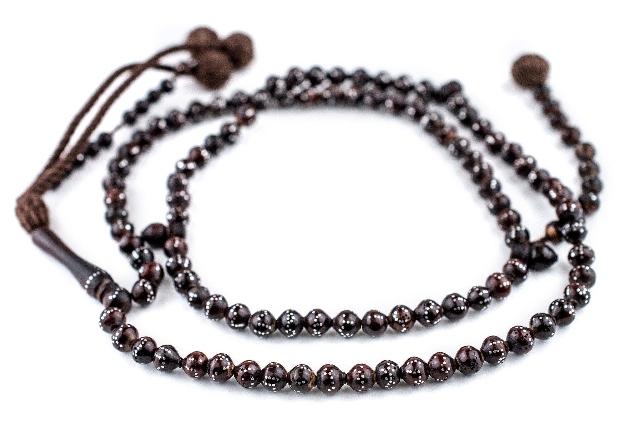 Brown Silver-Inlaid "Names of Allah" Arabian Prayer Beads (6mm) — The ...