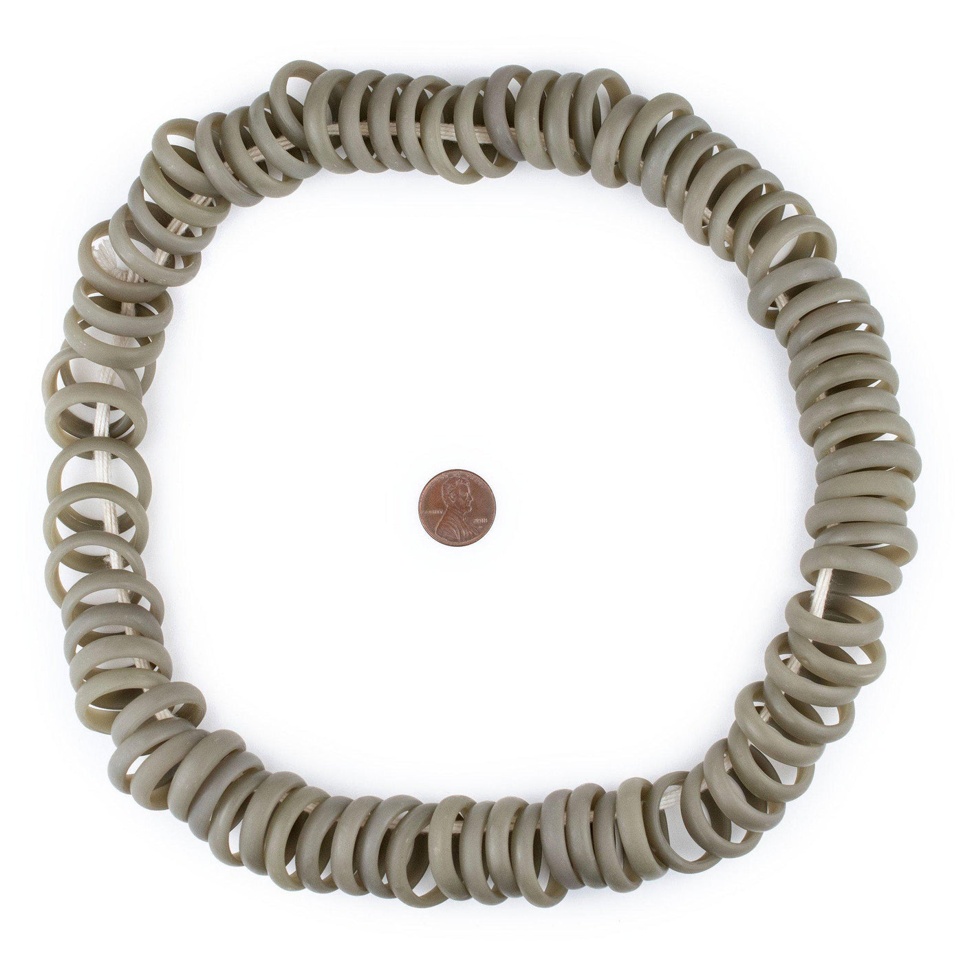 Groundhog Grey Annular Wound Dogon Beads (24mm) — The Bead Chest