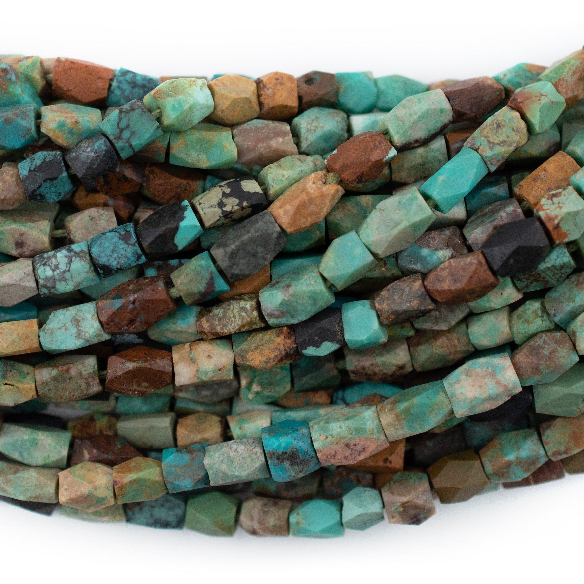 Faceted Dark Turquoise Stone Beads (6x4mm) — The Bead Chest