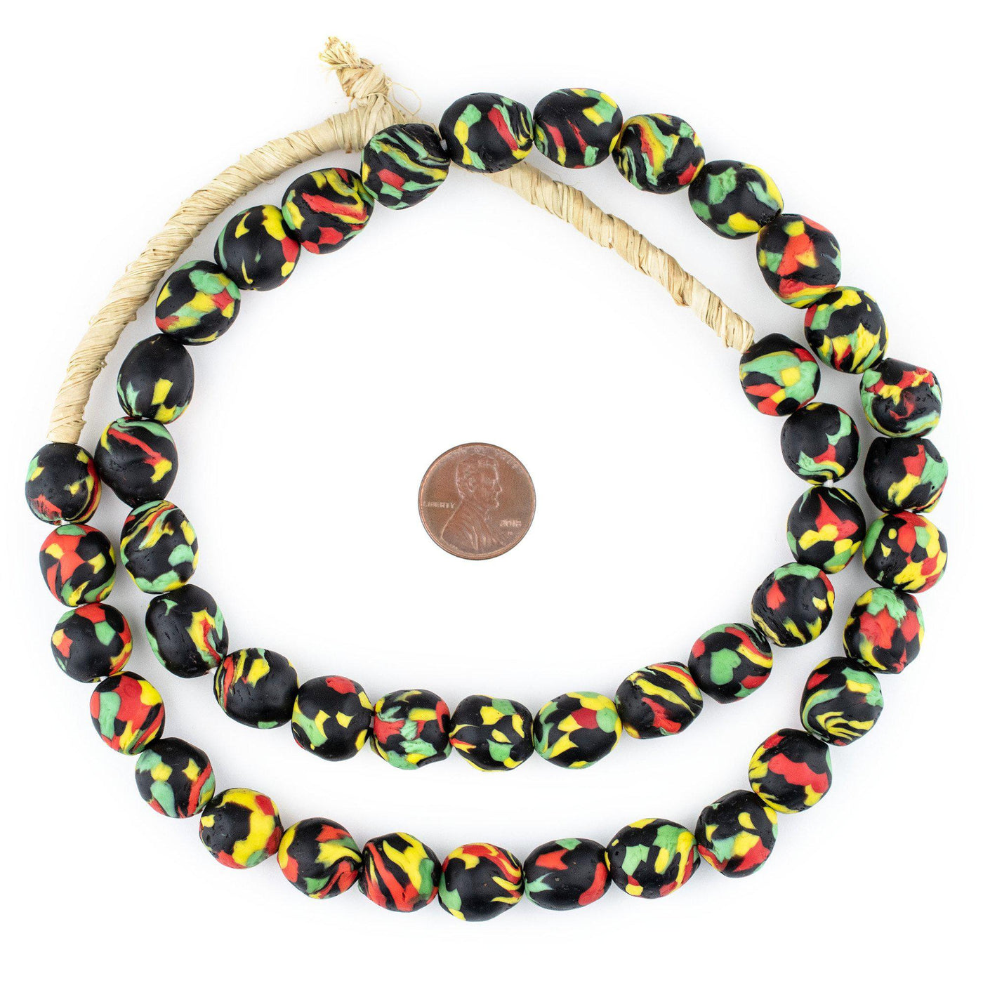 Rasta Fused Recycled Glass Beads (14mm) — The Bead Chest
