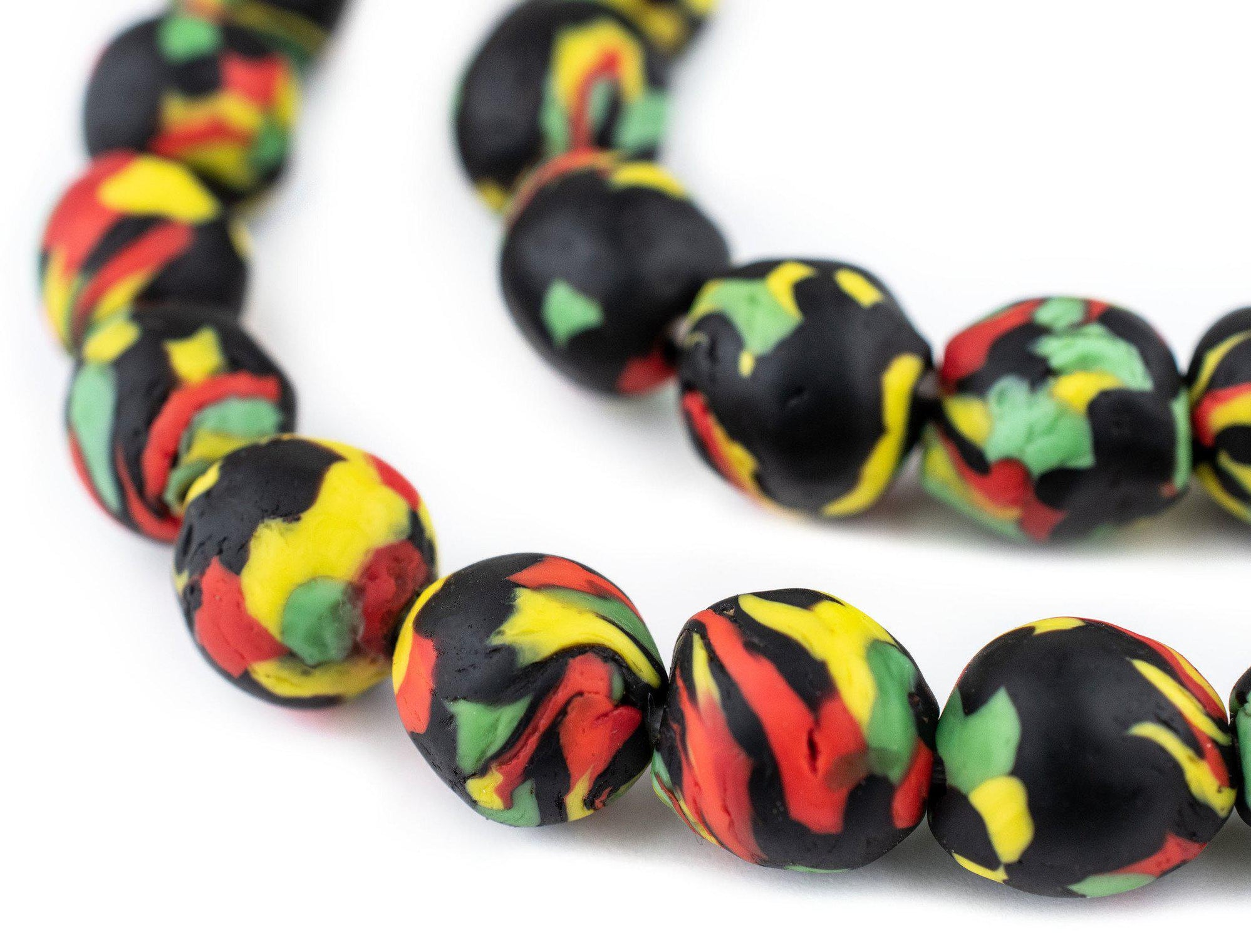 Rasta Fused Recycled Glass Beads (14mm) — The Bead Chest