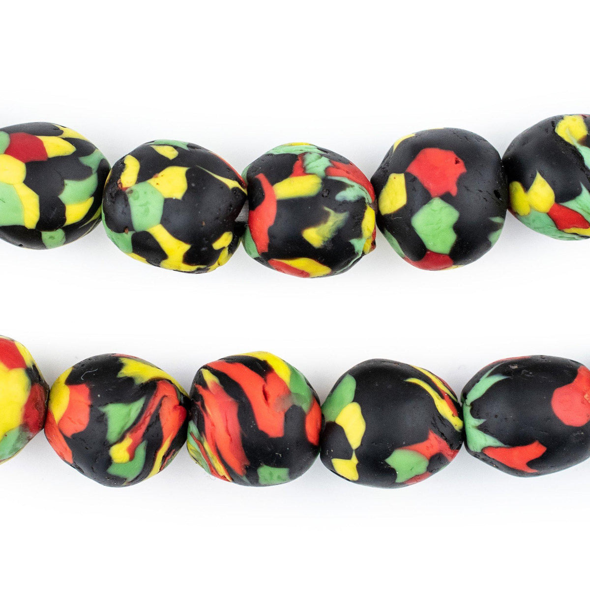 Rasta Fused Recycled Glass Beads (14mm) — The Bead Chest